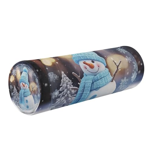 xigua Blue Snowman Neck Roll Pillow for Neck Relief with Removable Washable Cover - Memory Foam Round Cylinder Bolster, Ergonomically Designed for Head, Neck, Back, and Legs