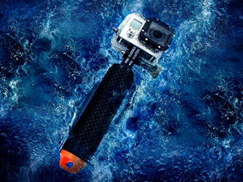 Waterproof Floating Hand Grip Compatible with GoPro Hero 11 10 9 8 7 6 5 4 3+ 2 1 Session Black Silver Handler & Handle Mount Accessories Kit for Water Sport and Action Cameras (Orange)