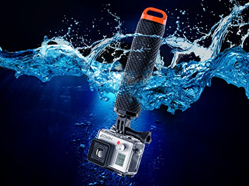 Waterproof Floating Hand Grip Compatible with GoPro Hero 11 10 9 8 7 6 5 4 3+ 2 1 Session Black Silver Handler & Handle Mount Accessories Kit for Water Sport and Action Cameras (Orange)