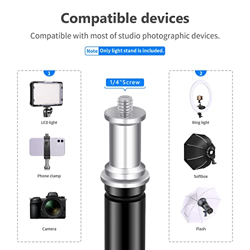 Neewer Photography Light Stand, 3-6.6ft/92-200cm Adjustable Sturdy Tripod Stand for Reflectors, Softboxes, Lights, Umbrellas, Load Capacity: 17.6lb/8kg