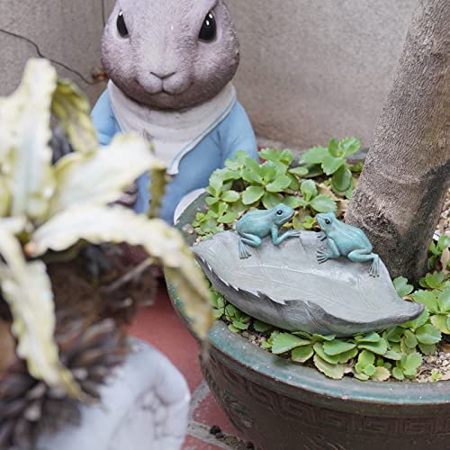 Bird-Feeder Wild Bird-Bath Bowl Outdoors - Garden Decor Polyresin Frogs on Leaf Bird Bath for Yard 12 x 7.25 x 3.5 inch-Newman House Studio