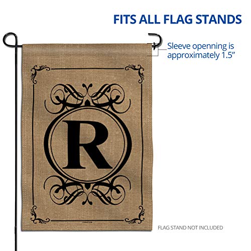 Anley Classic Monogram Letter R Garden Flag, Double Sided Family Last Name Initial Yard Flags - Personalized Welcome Home Decor - Weather Resistant & Double Stitched - 18 x 12.5 Inch