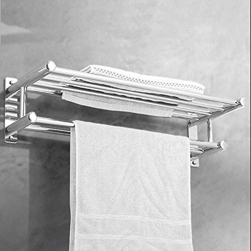 Towel Rack Stainless Steel Towel Shelf Wall Mounted Hand Towel Holder Double Towel Rail Bathroom Towel Shelf for Bathroom Kitchen -A-50cm (Color : A50cm)