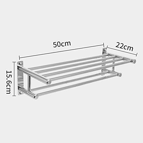 Towel Rack Stainless Steel Towel Shelf Wall Mounted Hand Towel Holder Double Towel Rail Bathroom Towel Shelf for Bathroom Kitchen -A-50cm (Color : A50cm)