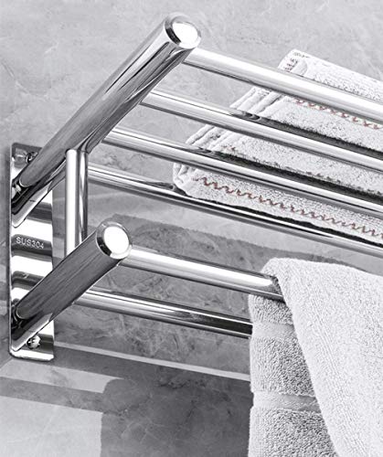 Towel Rack Stainless Steel Towel Shelf Wall Mounted Hand Towel Holder Double Towel Rail Bathroom Towel Shelf for Bathroom Kitchen -A-50cm (Color : A50cm)