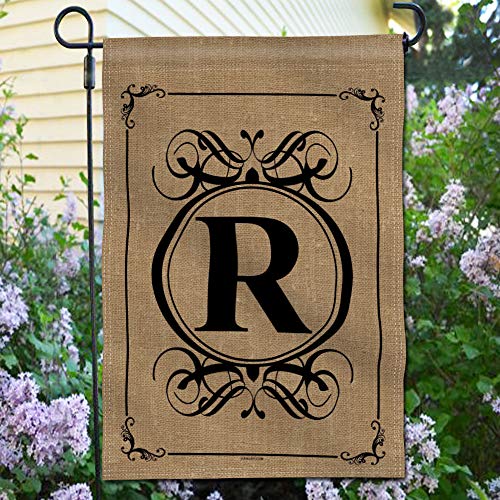 Anley Classic Monogram Letter R Garden Flag, Double Sided Family Last Name Initial Yard Flags - Personalized Welcome Home Decor - Weather Resistant & Double Stitched - 18 x 12.5 Inch