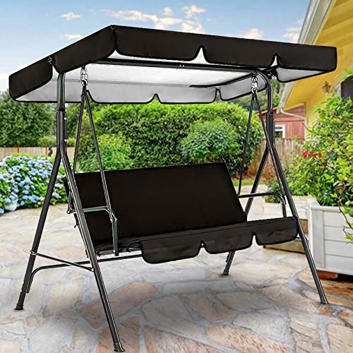 Outdoor Swing Canopy Cover, 2-Seater Canopy Swing Sets for Backyard, Replacement Swing Waterproof Top Cover Set for Patio/Lawn/Garden, Swing Canopy Cushion Sunscreen Uv Protection (No Steel Frame)