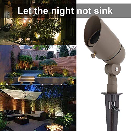 Lumina 4W LED Landscape Lighting Waterproof Landscape Lights Outdoor Low Voltage Spotlights for Walls Trees Flags Light with Warm White MR16 LED Bulb ABS Ground Stake (Bronze, 2 Lights)