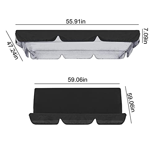Outdoor Swing Canopy Cover, 2-Seater Canopy Swing Sets for Backyard, Replacement Swing Waterproof Top Cover Set for Patio/Lawn/Garden, Swing Canopy Cushion Sunscreen Uv Protection (No Steel Frame)