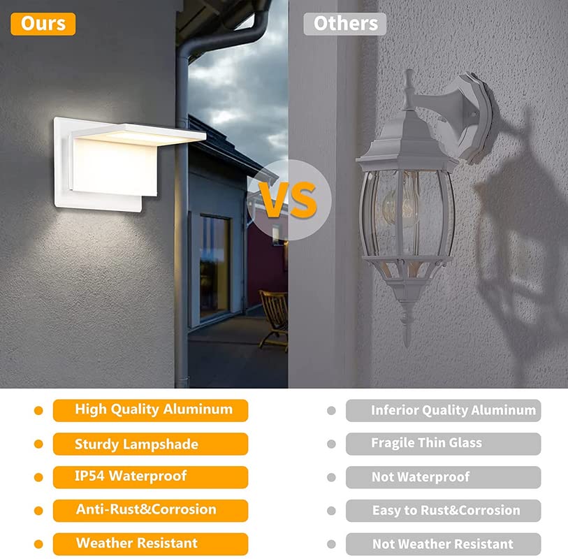 Illumishin Outdoor Wall Sconce Light LED Wall Mount Lamp Modern Wall Lighting Fixture Aluminum Porch Front Door Garden Yard Patio Garage Walkway Hallway