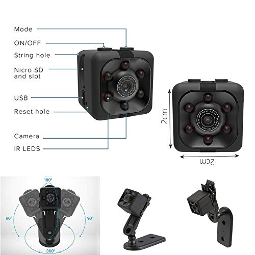 Hidden Spy Camera Mini Wireless Small 1080P Security Camera Camaras Espias Ocultas Motion Activated Detection Night Vision Small Indoor Outdoor Nanny Cam for Cars Home Apartment Gift Exclude SD Card