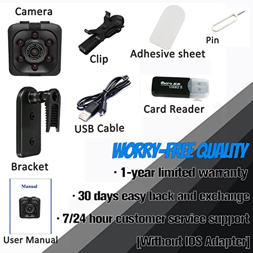 Hidden Spy Camera Mini Wireless Small 1080P Security Camera Camaras Espias Ocultas Motion Activated Detection Night Vision Small Indoor Outdoor Nanny Cam for Cars Home Apartment Gift Exclude SD Card