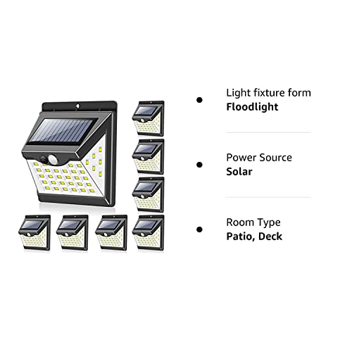 Solar Lights Outdoor[40 LED & 3 Working Modes], Towkka Wireless IP65 Waterproof Solar Lights with 300° Lighting Angle, Security Solar Motion Sensor Lights for Fence Front Door Yard Patio Garden(8pack)