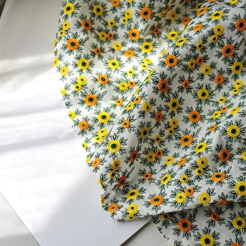 XMTXZYM 2 Meter Embroidery Cotton Linen Fabric DIY Handmade Clothes Sewing Fabric