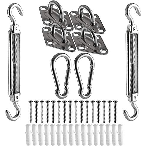 Asani Rectangle Sun Shade Sail Mounting Kit | Patio Cover, Outdoor Sunshade Canopy | Weather Resistant Metal Hardware | Covering for Deck, Garden, Porch, Backyard (Mounting Hardware)