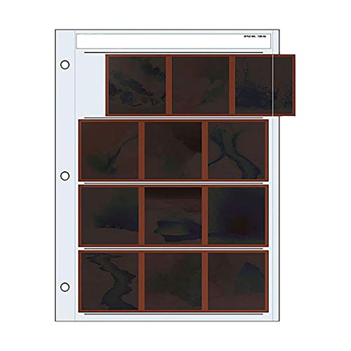 Print File 120 Size Negative Pages Holds Four Strips of Three 6x6 Frames, Pack of 100