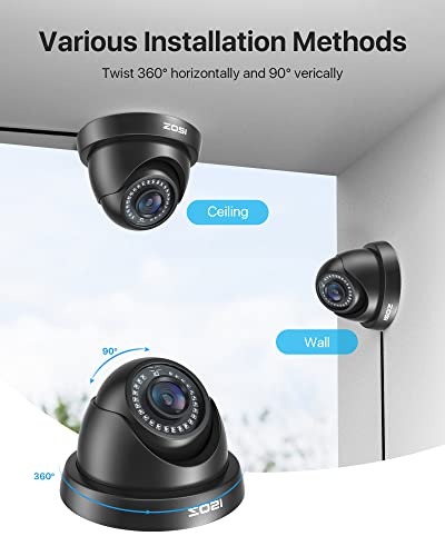ZOSI 2.0MP FHD 1080p Dome Camera Housing Outdoor Indoor (Hybrid 4-in-1 CVI/TVI/AHD/960H Analog CVBS),24PCS LEDs,80ft IR Night Vision,CCTV Security Camera with 105° Wide Angle