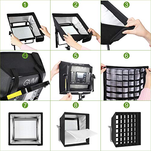 GVM Foldable Softbox Diffuser with Grid Beehive for RGB 800D/560AS/480LS Series LED Video Light, 1 Pack, Suitable for Studio Lighting, Portrait Photography, Video Lighting, Led Panel, 11"x11"