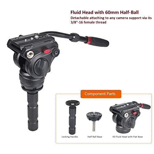 Avella VH501 Video Tripod System,72 inch Professional Heavy Duty Aluminum Tripod, with Detachable Fluid Drag Pan Tilt Head Max Loading 13.2 LB, for Canon Nikon Sony Olympus Panasonic DSLR Camcorder