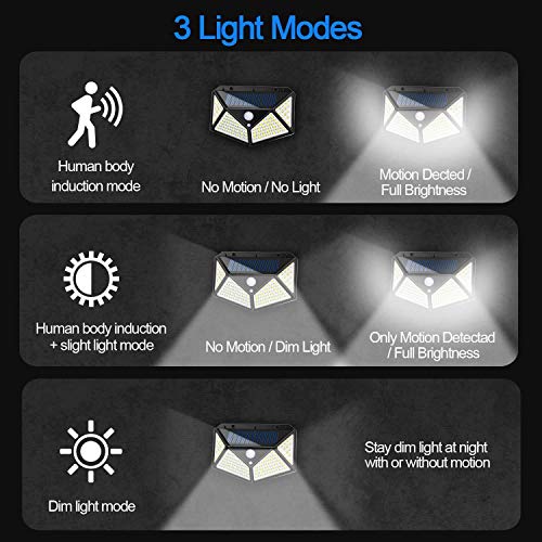 NXSP Outdoor Solar Lights, 100 LED Motion Sensor Solar Lights, IP65 Waterproof Module, [2400 Super Bright Energy-Saving Lamps] with 270° Wide Angle, Used in Gardens, terraces, garages(5)