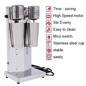 Commercial Electric Milkshake Maker, Electric Milk Shakers Blenders Stainless Steel Milk Shaking Machine Drink Mixer Drinks Maker Machine Smoothie Blenders 16000RMP (Double Head) (Type 2)