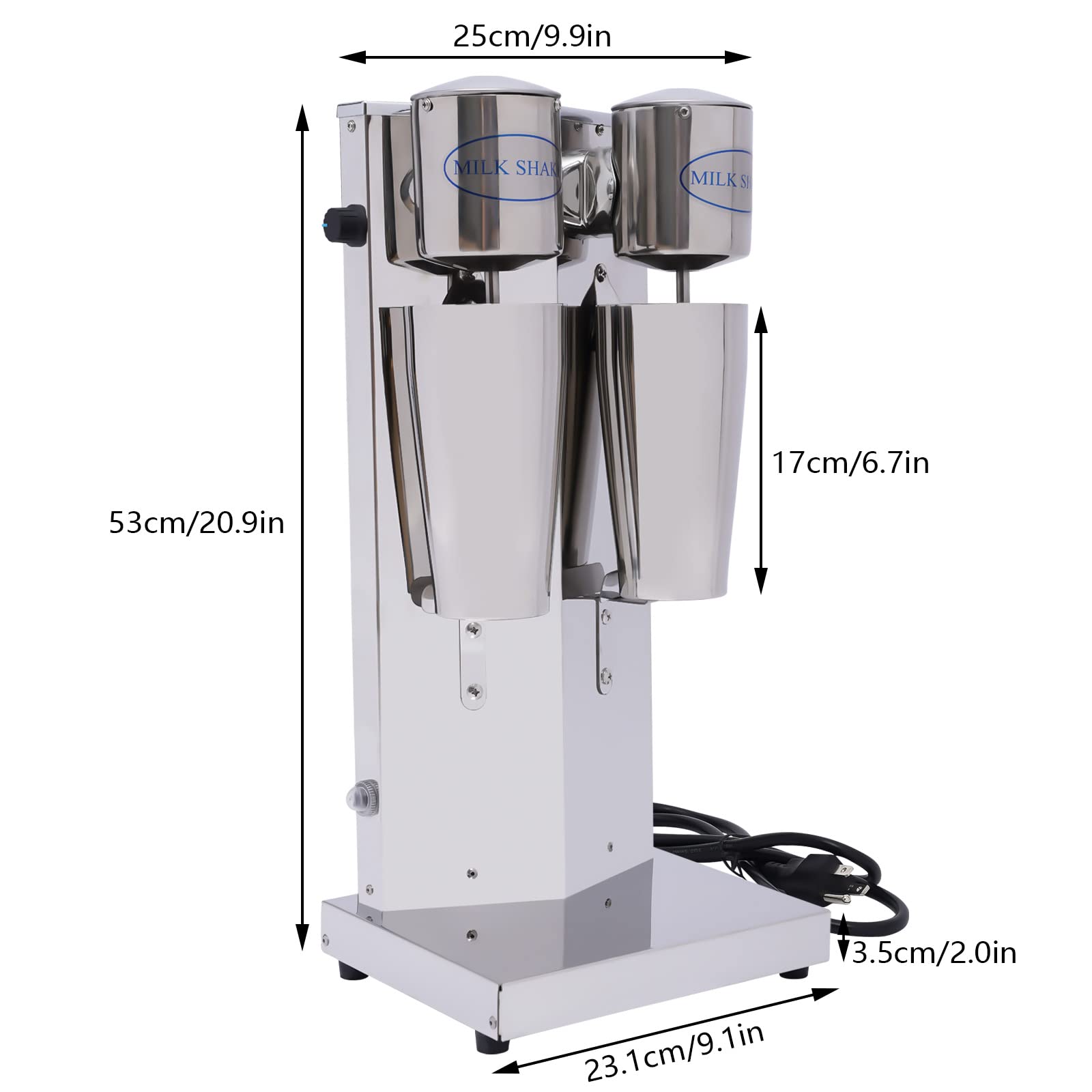 Commercial Electric Milkshake Maker, Electric Milk Shakers Blenders Stainless Steel Milk Shaking Machine Drink Mixer Drinks Maker Machine Smoothie Blenders 16000RMP (Double Head) (Type 2)