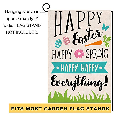 Happy Easter Garden Flag Vertical Double Sided 12.5 x 18 Inch Sping Burlap Yard Outdoor Decor