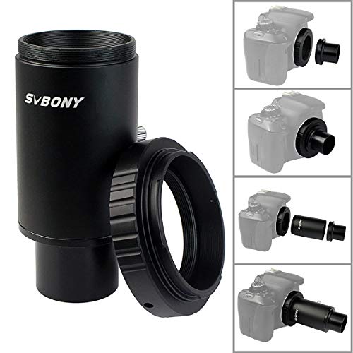 SVBONY T2 T Ring Adapter, Metal 1.25 inch Telescope Accessory, Compatible for Canon EOS Cameras Photography Dedicated CA1 Sleeve Extended Cylinder for Telescope