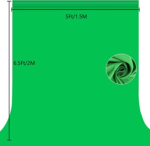 Green Screen Backdrop with Stand kit,YELANGU 6.5X5ft Portable Photographic Studio Photo Background for Streaming, ID Photos, Video conferences and interviews
