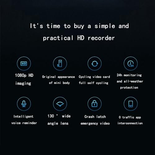 Smart Dash Cam, 1080P FHD Dash Camera for Cars, Smart Dash Camera for Cars, Built-in G-Sensor, WDR, Super Night Vision, Loop Recording, Parking Monitor