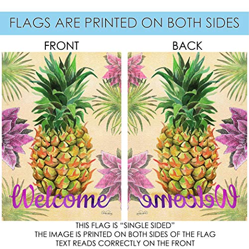 Toland Home Garden 1112294 Welcome Floral Pineapple 12.5 x 18 Inch Decorative, Garden Flag (12.5" x 18")