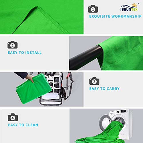 ISSUNTEX 6X9 ft Background Muslin Backdrop, Photo Studio, Collapsible High Density Screen for Video Photography and Television-Green