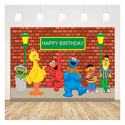 chaungda Sesame Street Photography Backdrop Photograph Studio Baby Shower Birthday Party Banner Supplies Party Supplies Background Decoration Photo booth Props 5x3ft (zf-tj122-5x3ft-fba)