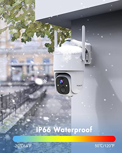 MUBILIFE 2K Wireless Security Camera, 360° Pan Tilt Outdoor Cameras for Home Security, Battery Powered, IP66 Waterproof, AI Motion Detection, Color Night Vision, Siren & Spotlight, 2.4G WiFi