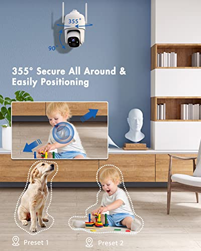 MUBILIFE 2K Wireless Security Camera, 360° Pan Tilt Outdoor Cameras for Home Security, Battery Powered, IP66 Waterproof, AI Motion Detection, Color Night Vision, Siren & Spotlight, 2.4G WiFi