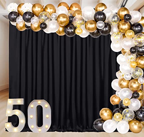 MoKoHouse 10ft x 8ft Black Backdrop for Parties Black Backdrop Drape for Birthday Wedding 2 Panels 5ft x 8ft