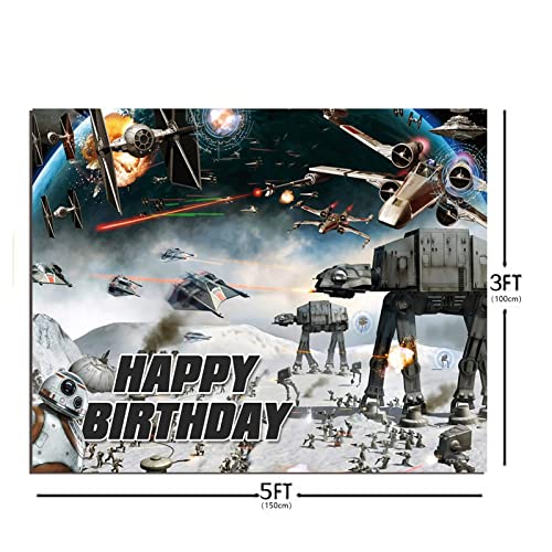 Outer Space Galaxy Wars Photography Backdrop Black Stars Science Fiction Photo Backgrounds Kids Boys Birthday Decorations Cake Table Banner 5x3ft