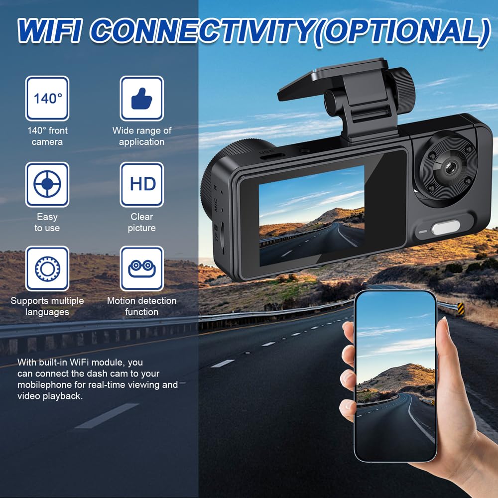 3 Cameras Dash Cam Multi-Language Clear Car Rearview Mirror Car Video Recording Camcorder Wide Angle Car Camera Recorder Auto ty Driving Recorder