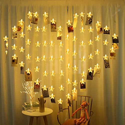 ACPOP Photo Clip Star String Lights, LED Lights with Clips for Hanging Pictures,Wedding Party, Christmas Tree, New Year, Garden Decoration, Warm White