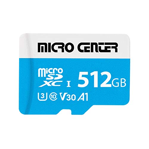 Micro Center Premium 512GB microSDXC Card, Nintendo-Switch Compatible Flash Memory Card, UHS-I C10 U3 V30 4K UHD Video A1 R/W Speed up to 95/80 MB/s Micro SD Card with Adapter (512GB)