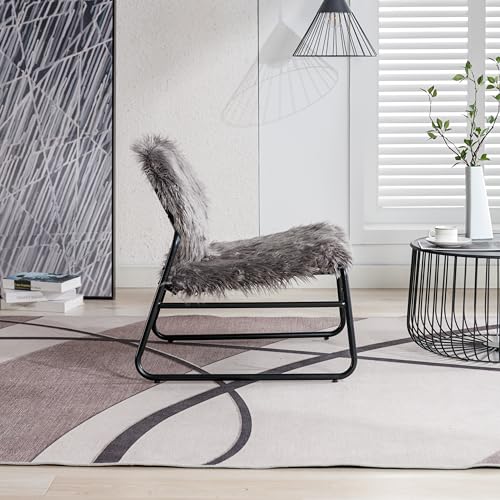 HOMEFUN Accent Chair - Modern Industrial Slant Armchair with Metal Frame - Premium High Density Soft Single Chair for Living Room Bedroom