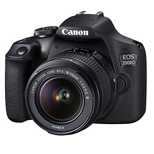 Canon EOS 2000D (Rebel T7) DSLR Camera w/EF-S 18-55mm F/3.5-5.6 Zoom is II Lens + 32GB Memory + Case + Tripod (20pc Bundle)