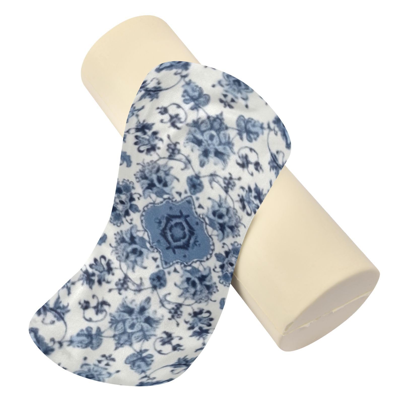 SDMKA Fuzzy Blue Texture Cervical Neck Roll Pillow - Bolster Memory Foam Pillow for Neck Pain Relief, 5.5 x 17 Inch Cylinder Pillow, Perfect Sleeping Support