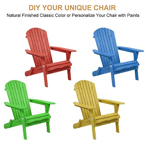 VINGLI Folding Adirondack Chairs Set of 4 Clearance Weather Resistant/Lawn Chairs Cheap Fire Pit Chairs Highwood Lounge Chairs-Patio Furniture Sets for Campfire, Bonfire