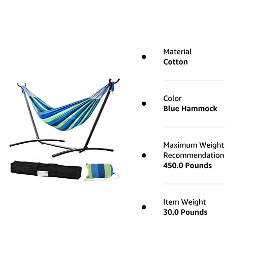 Vnewone Hammock with Stand 2 Person Heavy Duty Portable Hammock Stand with 9 FT Space Saving Steel StandĀ Portable Carrying Case Weather-Resistant Finish for Outdoor or Indoor Patio Backyard Garden