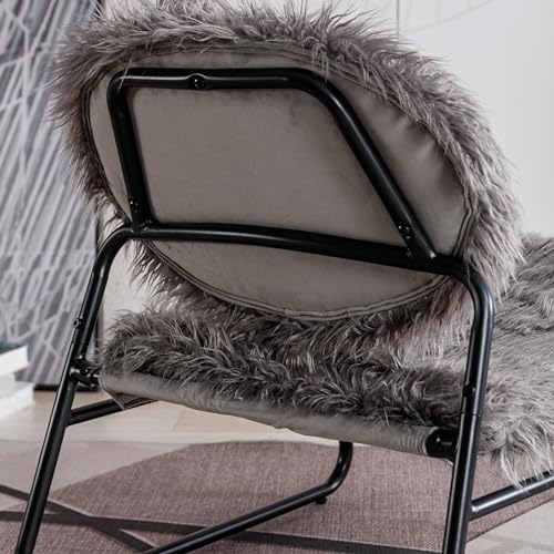HOMEFUN Accent Chair - Modern Industrial Slant Armchair with Metal Frame - Premium High Density Soft Single Chair for Living Room Bedroom