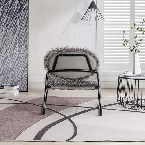 HOMEFUN Accent Chair - Modern Industrial Slant Armchair with Metal Frame - Premium High Density Soft Single Chair for Living Room Bedroom