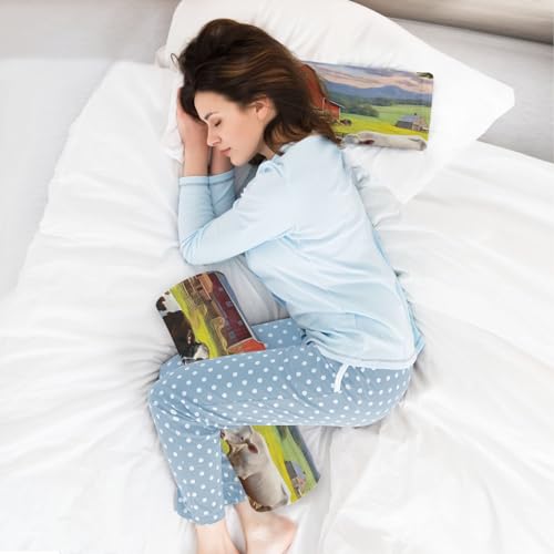 xigua Farm Animals Neck Roll Pillow for Neck Relief with Removable Washable Cover - Memory Foam Round Cylinder Bolster, Ergonomically Designed for Head, Neck, Back, and Legs