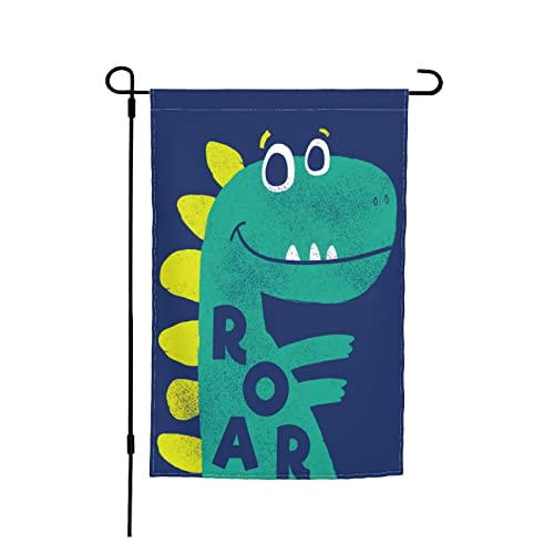 Garden Flags Dino Little Cute Animal Green Yellow Tyrannosaurus Dinosaur Premium Yard Flag Holiday Party Flag Outdoor Farmhouse Decor Home Porch Flags 12 x 18 Inch