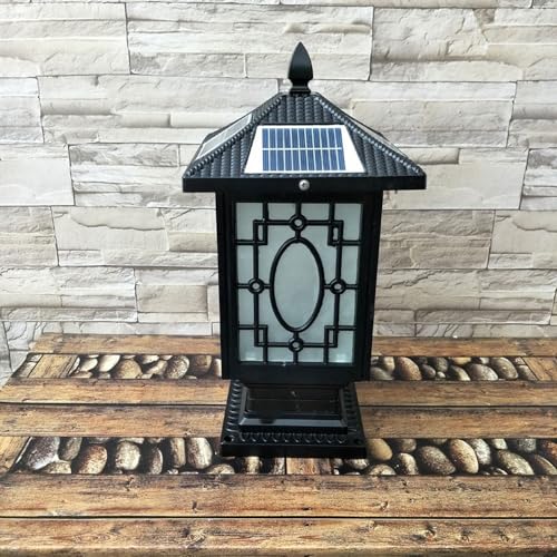 MODEBHD Automatic Switch Post Lantern, Pathway Outdoor Waterproof IP65 Aluminum Pillar Lamps, On/Off Solar Powered Post Lights, Villa Courtyard Lighting Fixtures